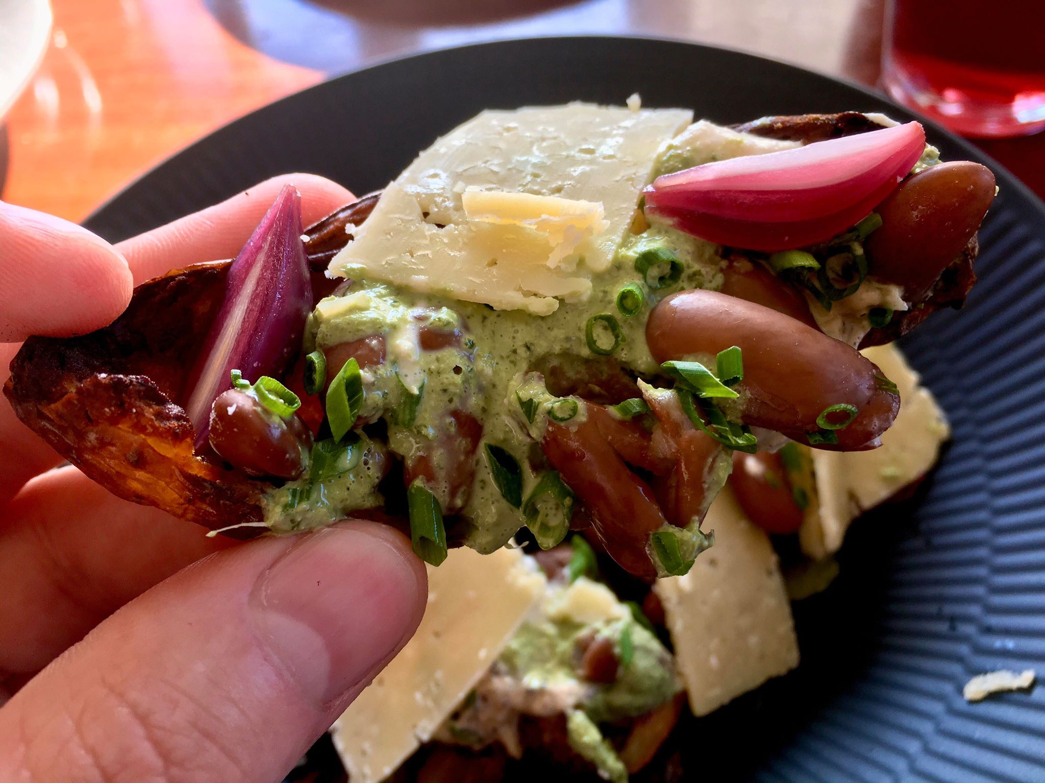 SMASH potatoes with black beans & burnt leek dip - SY Selkie