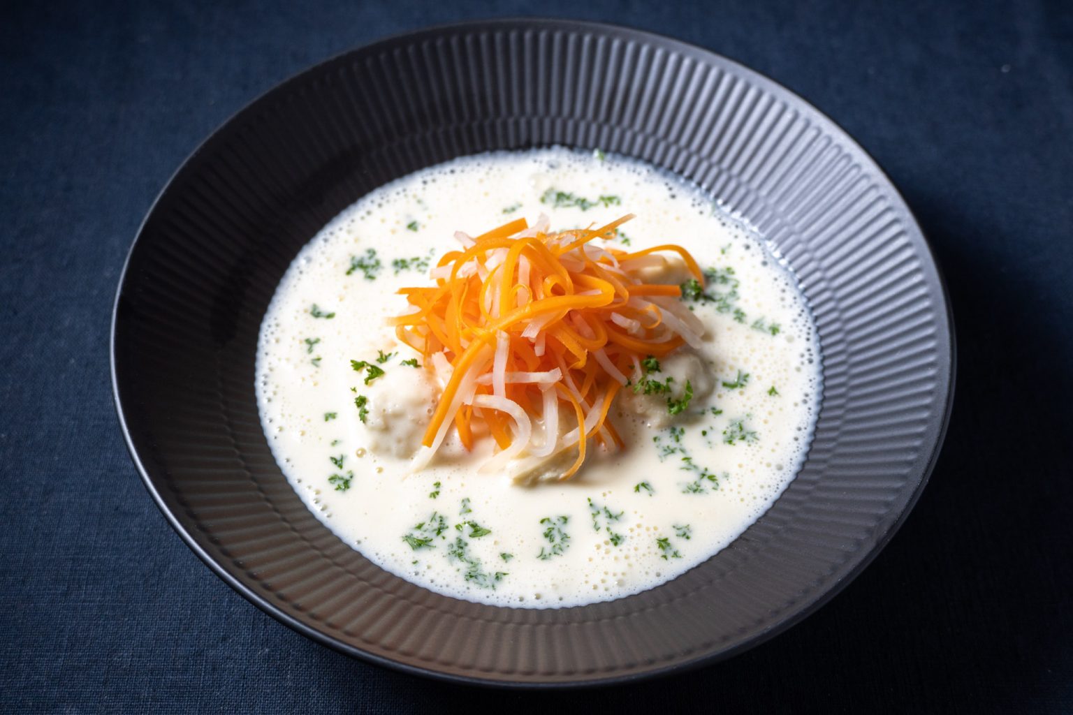 Norwegian Fiskesuppe fish soup with fish balls - SY Selkie