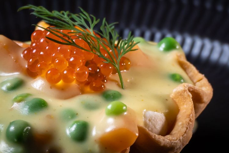 Norwegian tartlets with cod balls in mild curry sauce - SY Selkie